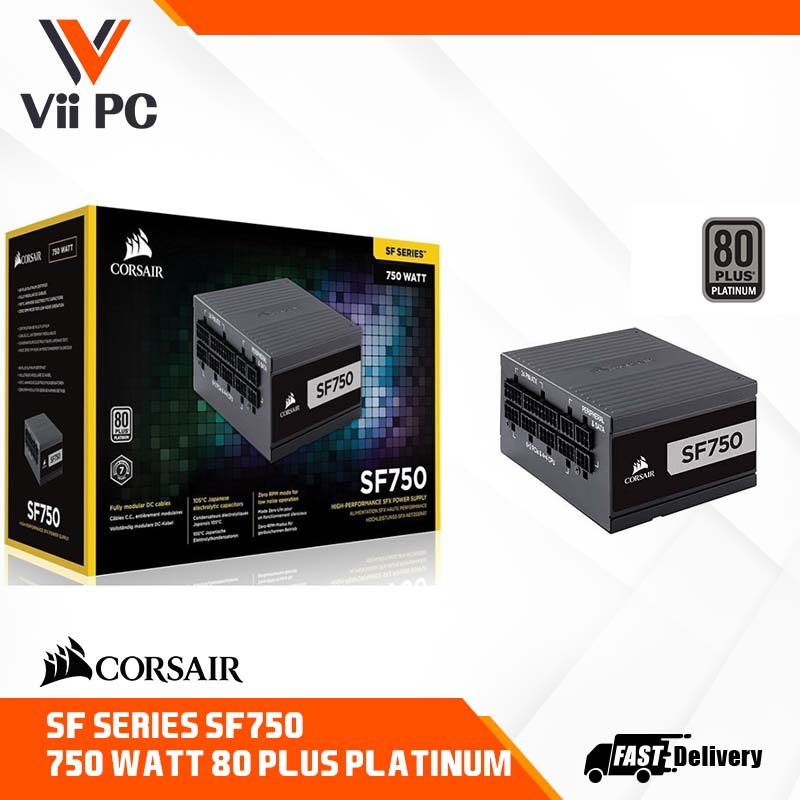 Corsair SF Series SF750 — 750 Watt 80 PLUS Platinum Certified High Performance SFX PSU Power ...