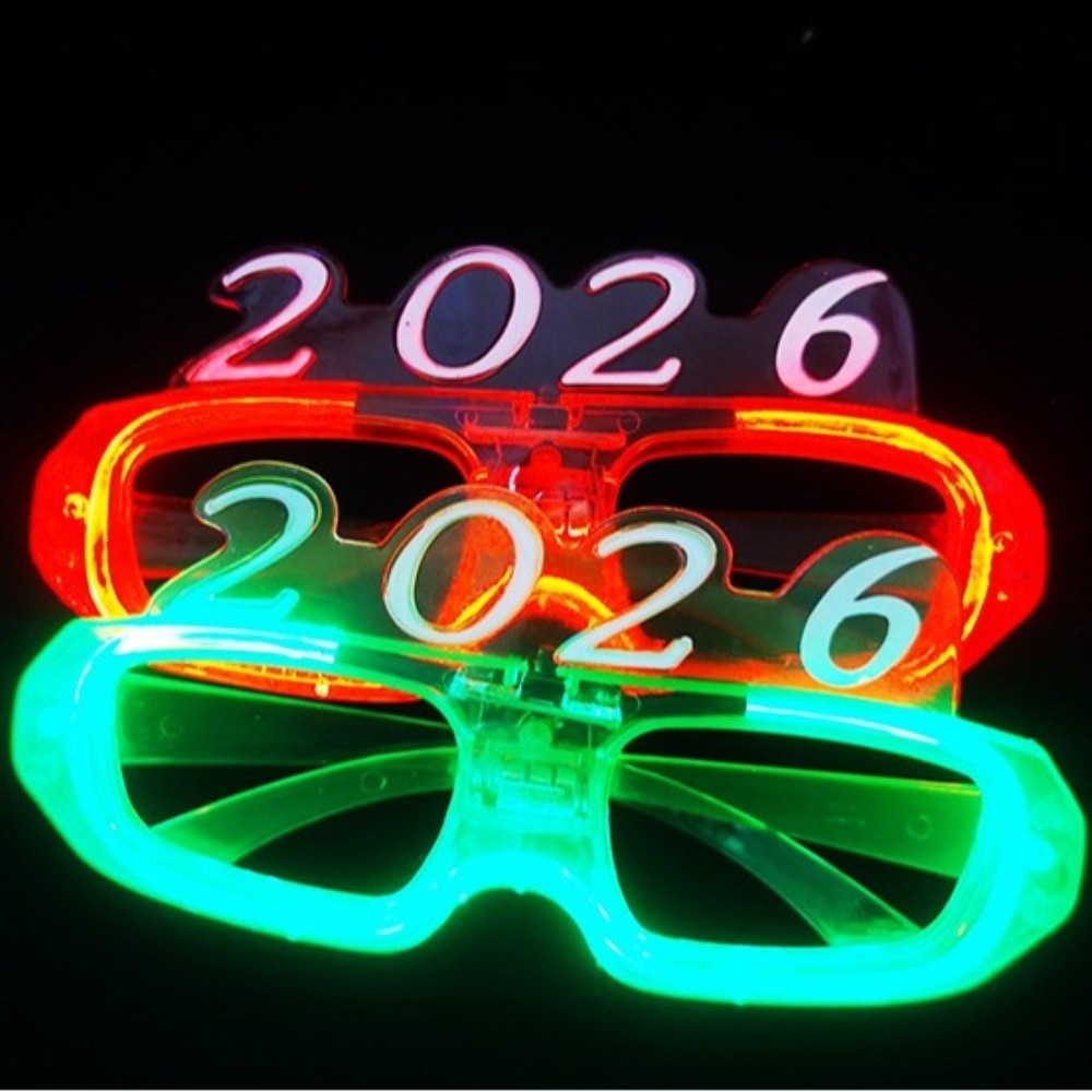 Flashing Blinking LED Glow 2026New Year Glow Glasses Number Letter ...