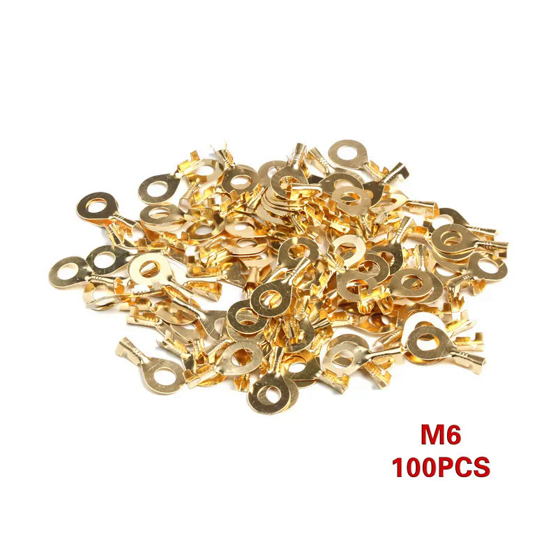 100Pcs 3.2-6.2mm Non-insulated Ring Cable Lugs Terminals Assorted Naked ...