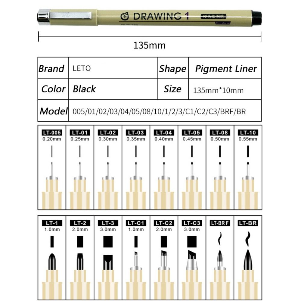 Sketching Markers 12 Tip Pigment Liner Pen Fine Line Sakura Pen Liner ...
