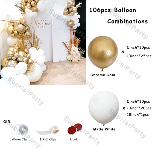 【Petalfall】Beige Balloon Garland Kit Sand White Gold Latex Globos ...