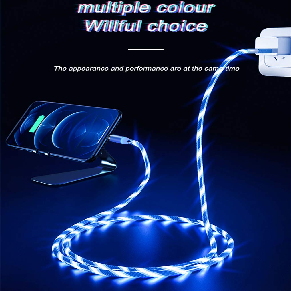 LED Flowing Magnetic Charging Cable Magnetic Phone Charger Light Up ...