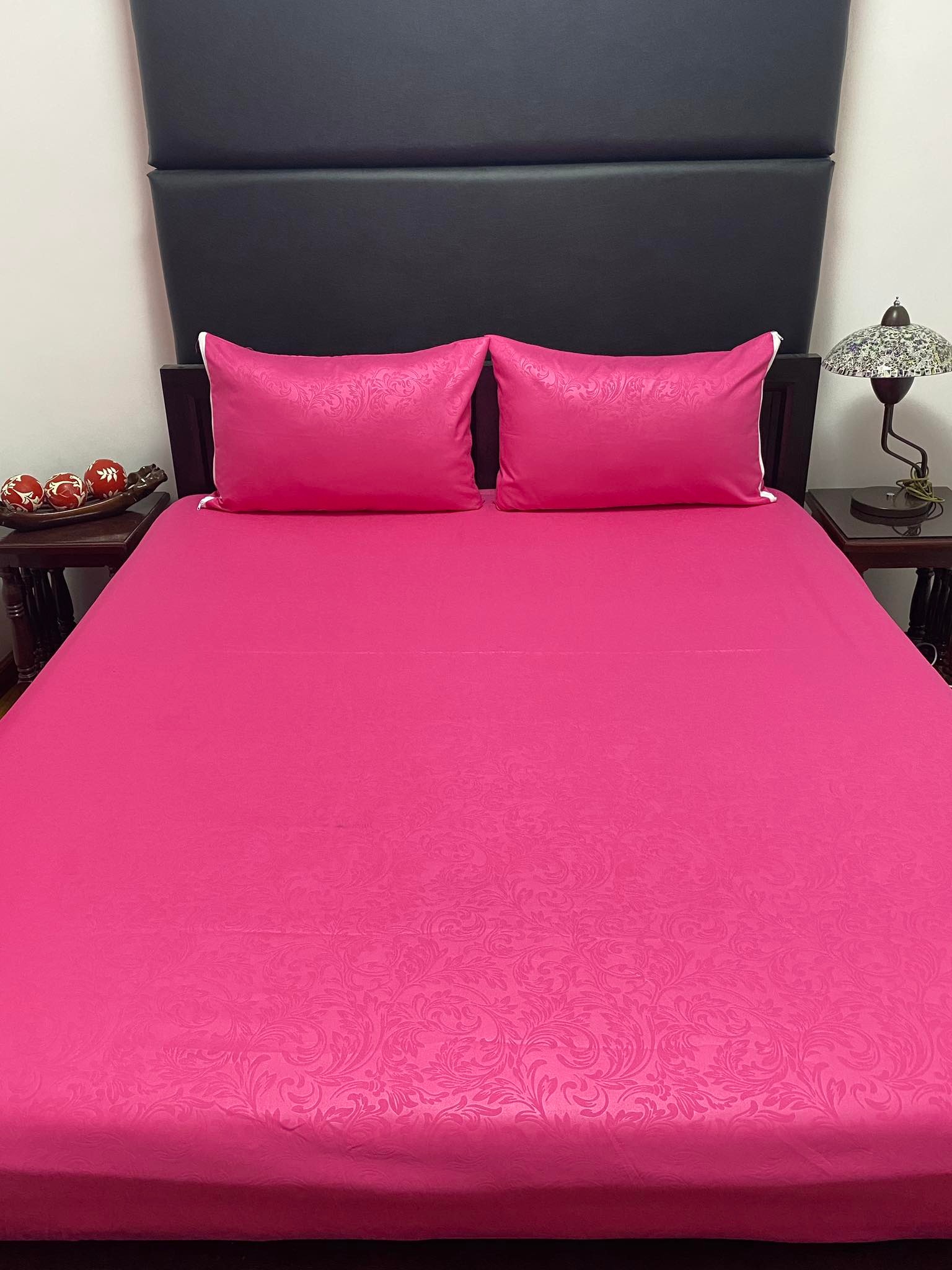 Plain (Floral Embossed) Bed Sheet 100% Canadian Cotton 3 in 1 Set ...