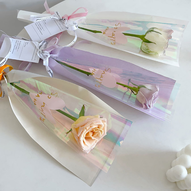 10pcs Single Rose Sleeves Flower Wrapping Bag Bouquet Packaging Bags ...