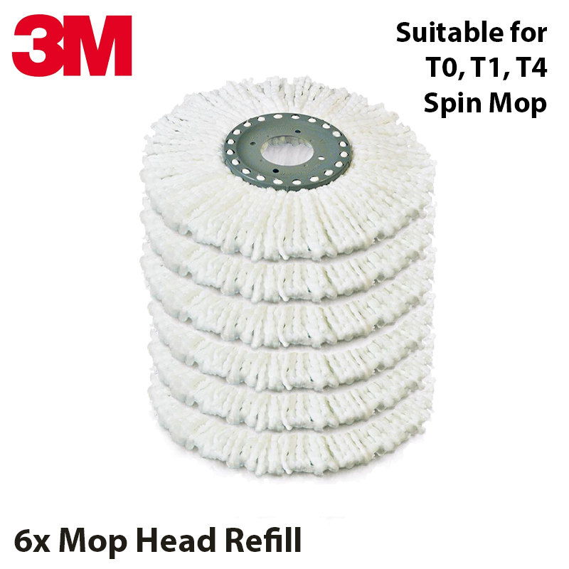 3M Spin Mop Head Pad Refill - Set of 3 or 6 (NOT SUITABLE FOR SINGLE ...