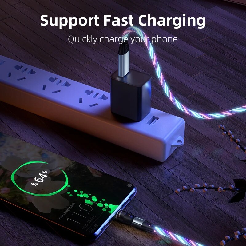 Aweisuan High Quality LED Flowing Light Charging Magnetic USB Cord Glow ...