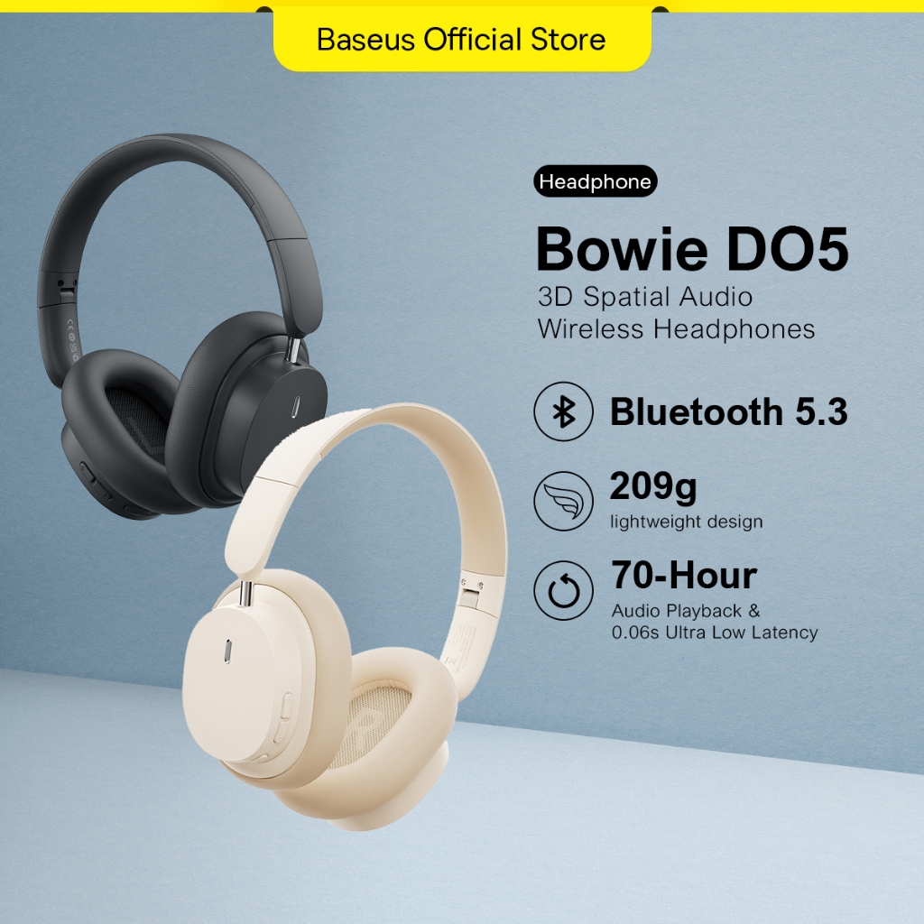 Baseus Bowie D05 Headphone 3D Spatial Audio Earphone 5.3 Headset 40mm Driver Foldable Over Ear ...