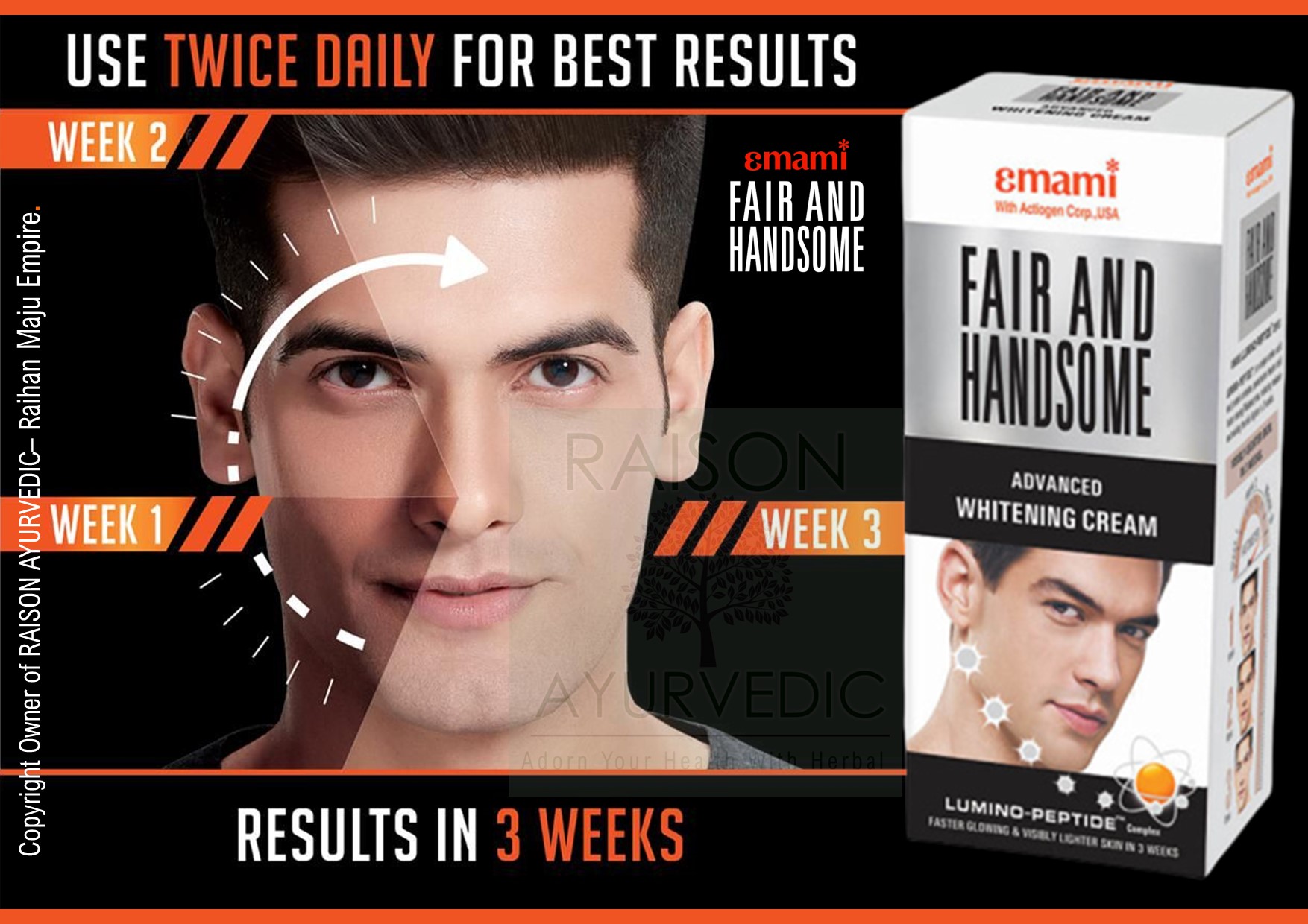 Emami Fair and Handsome Advanced Whitening Cream 50gm- Faster Glowing ...