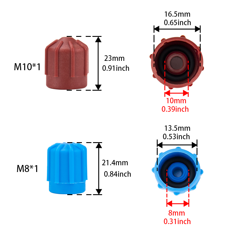 5 Pairs M8*1 M10*1 A/c Service Port Valve Adapter Dust Cap For Bmw ...