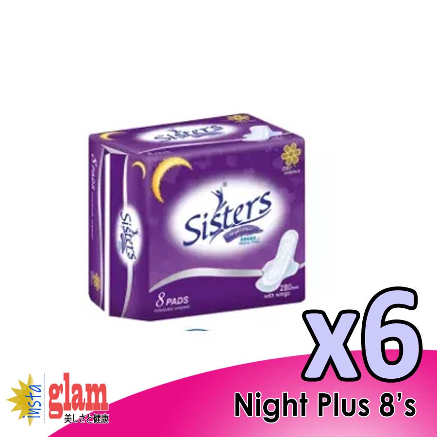 Sisters Sanitary Napkin Night Plus 8s w/ Wings X 6PACKS | Lazada PH