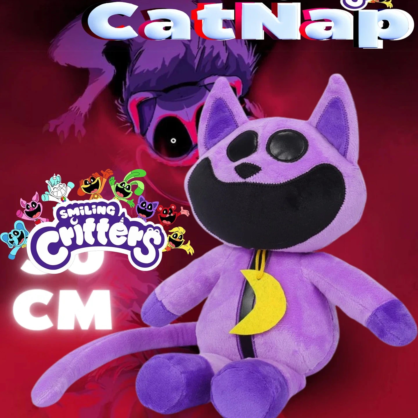 45cm Smiling Critters Plush Toy Smiling Critters Cat Nap Dogday and ...