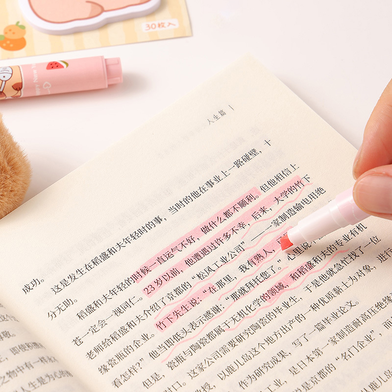 6Pcs Cute Cartoon Capybara Highlighter Pen Writing Smooth Quick-Drying ...