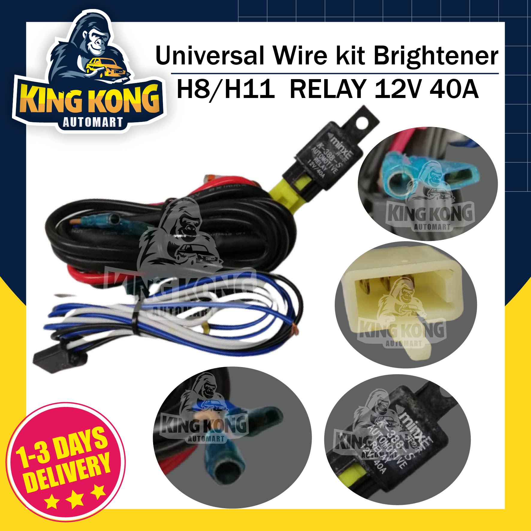 H3 H4 H8 H11 Headlight Headlamp Light Bulb Relay Wiring Harness Socket ...