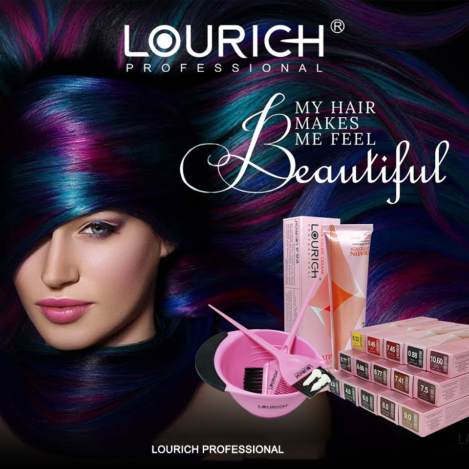 Lourich Professional Keratin Complex Hair Dye Color Cream - 4.18 Deep ...