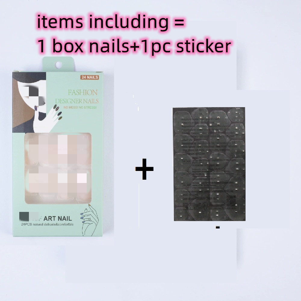 24pcs/box False Nails With Glue Sticker Elegant Press On Artificial ...