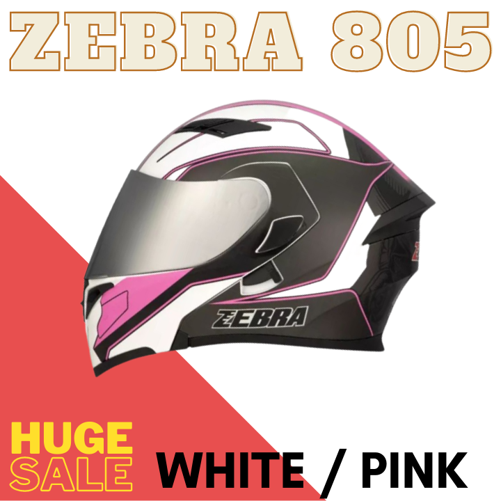 ZEBRA 805 WHITE PINK MODULAR HELMET | Lazada PH