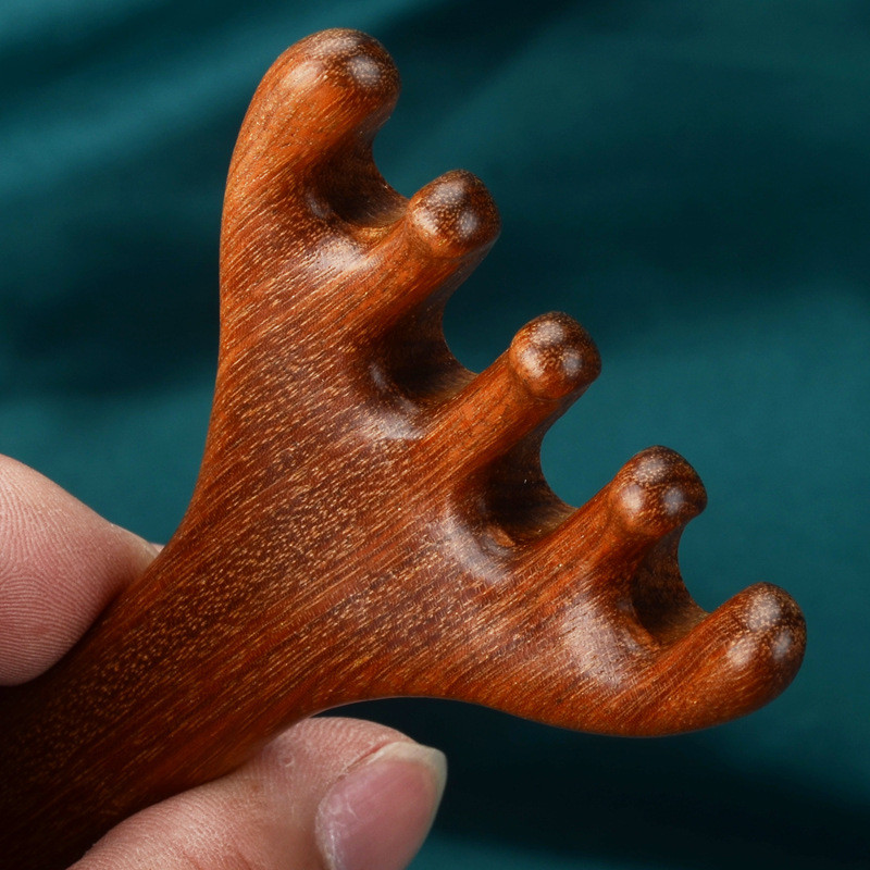 Antler Massage Comb Five Claw Head Treatment Scraping Meridians Comb ...