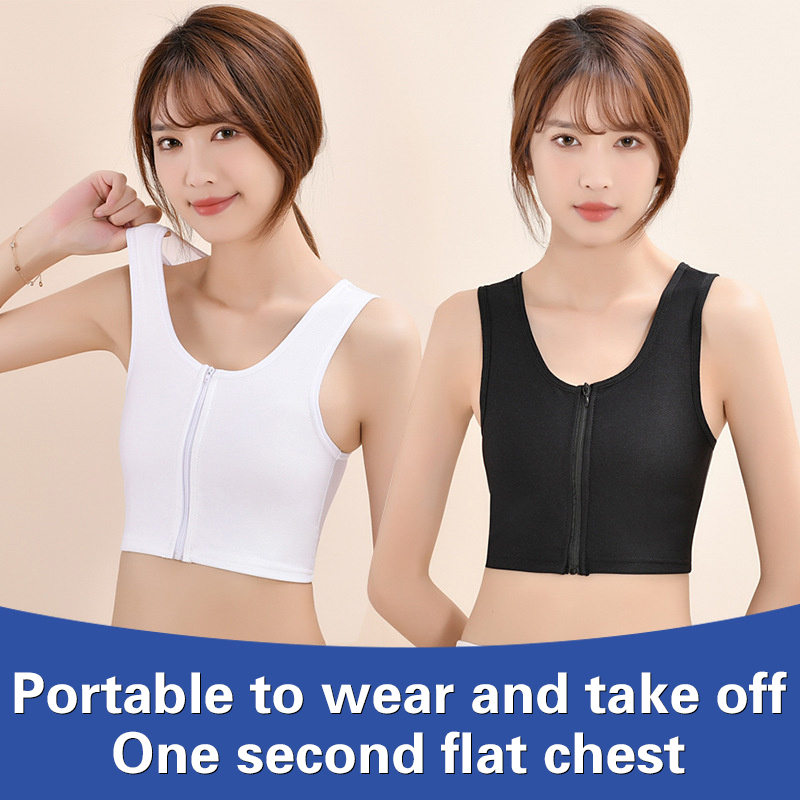 Chest Binder Women Tops Zipper Flat Chest Invisible Underwear Wrapped ...