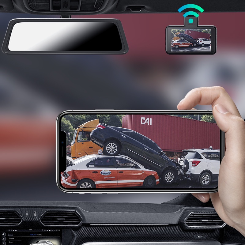 กล้องติดรถยนต์อัฉริยะ WIFI ดูบนมือถือ บันทึกขณะจอดกล้องหลัง โหมดกลางคืน ...