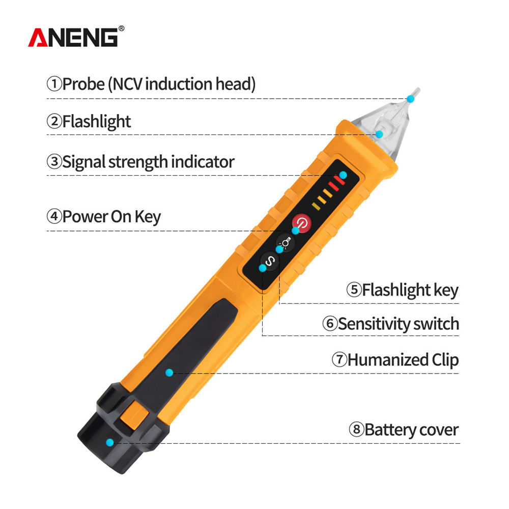 ANENG VD802 Portable Non-Contact AC Detector Tester NCV Sensitivity Pen ...