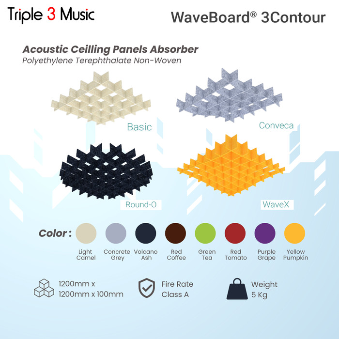Akustik Panel WaveBoard 3Contour Peredam suara Gantung | Lazada Indonesia