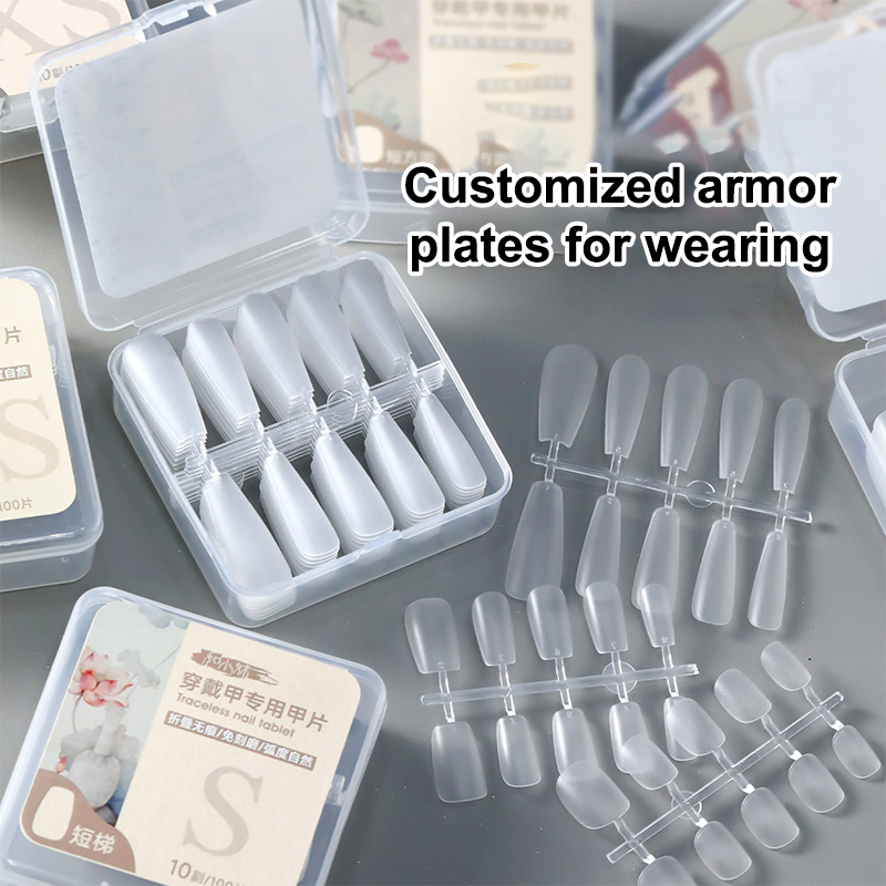 100PCS/Box False Nails Press On Nails Coffin Artificial Nails Clear ...