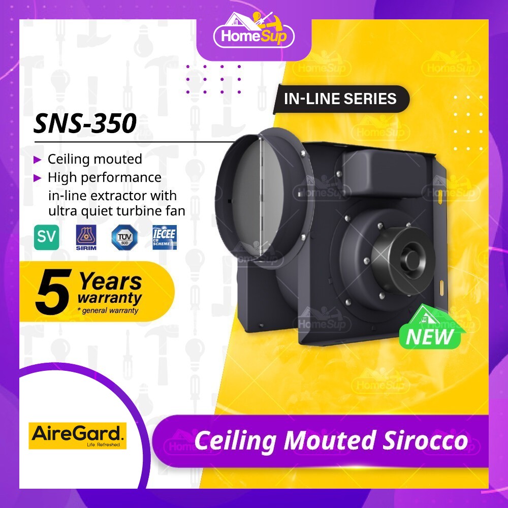 Airegard Ventilating Fan SNS-350 Duct Ceiling Mounted + Installation Accessories - SIROCCO Type ...