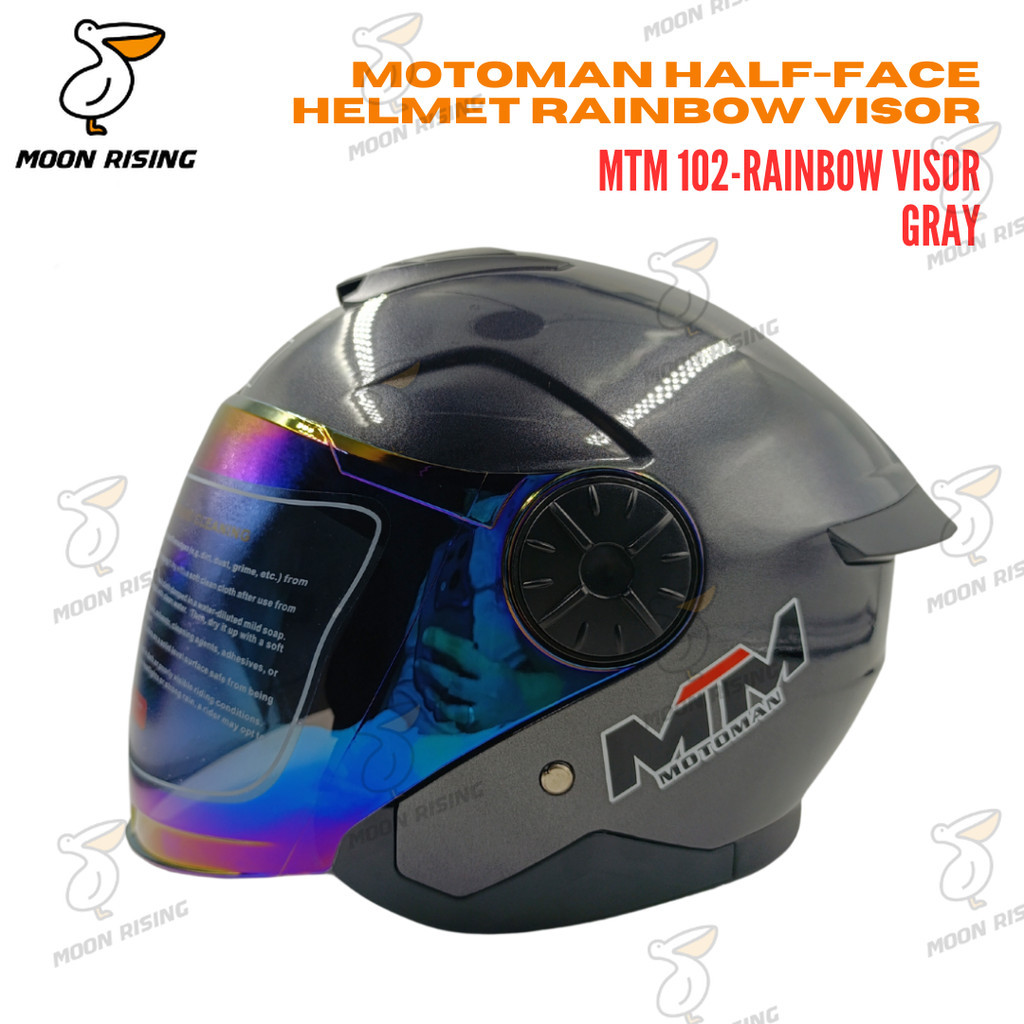 MOTOMAN HALF FACE HELMET RAINBOW VISOR MTM-102-RAINBOW MOTORCYCLE PROTECTIVE GEARS [MOONRISING ...