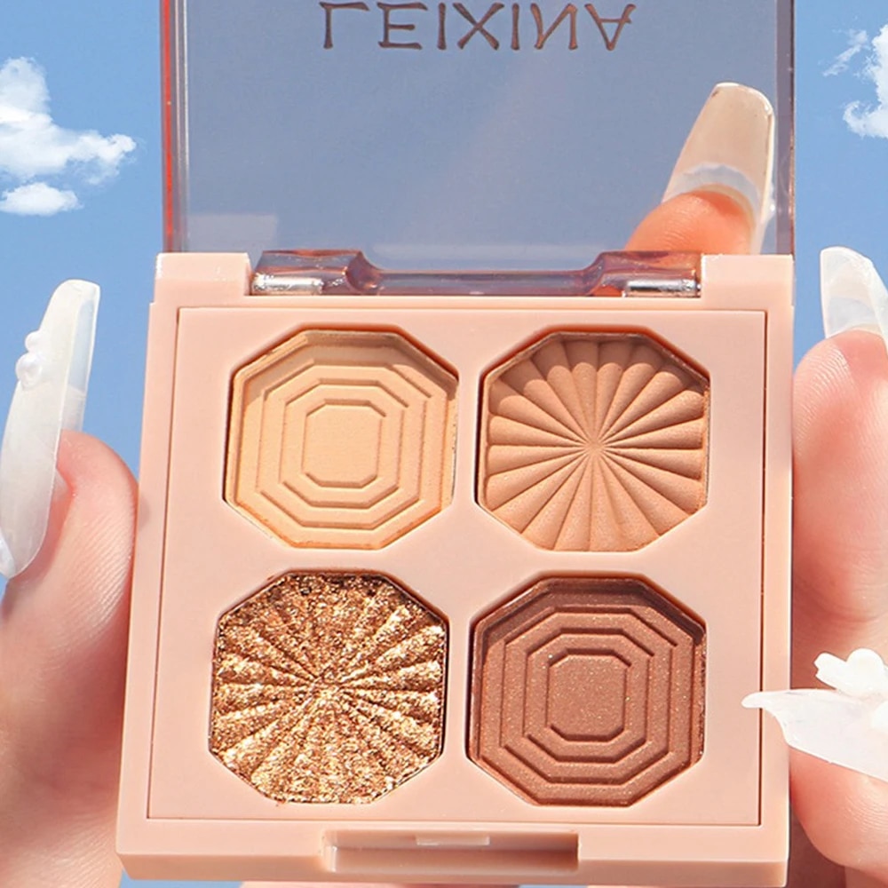 4-Color Gem Eyeshadow Matte Pearlescent Eyeshadow Plate Flash Earth ...