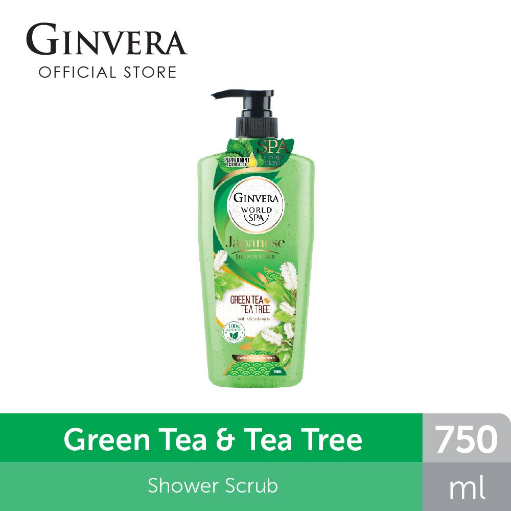 Ginvera World Spa Japanese Shower Scrub (Green Tea & Tea Tree) 750ml ...