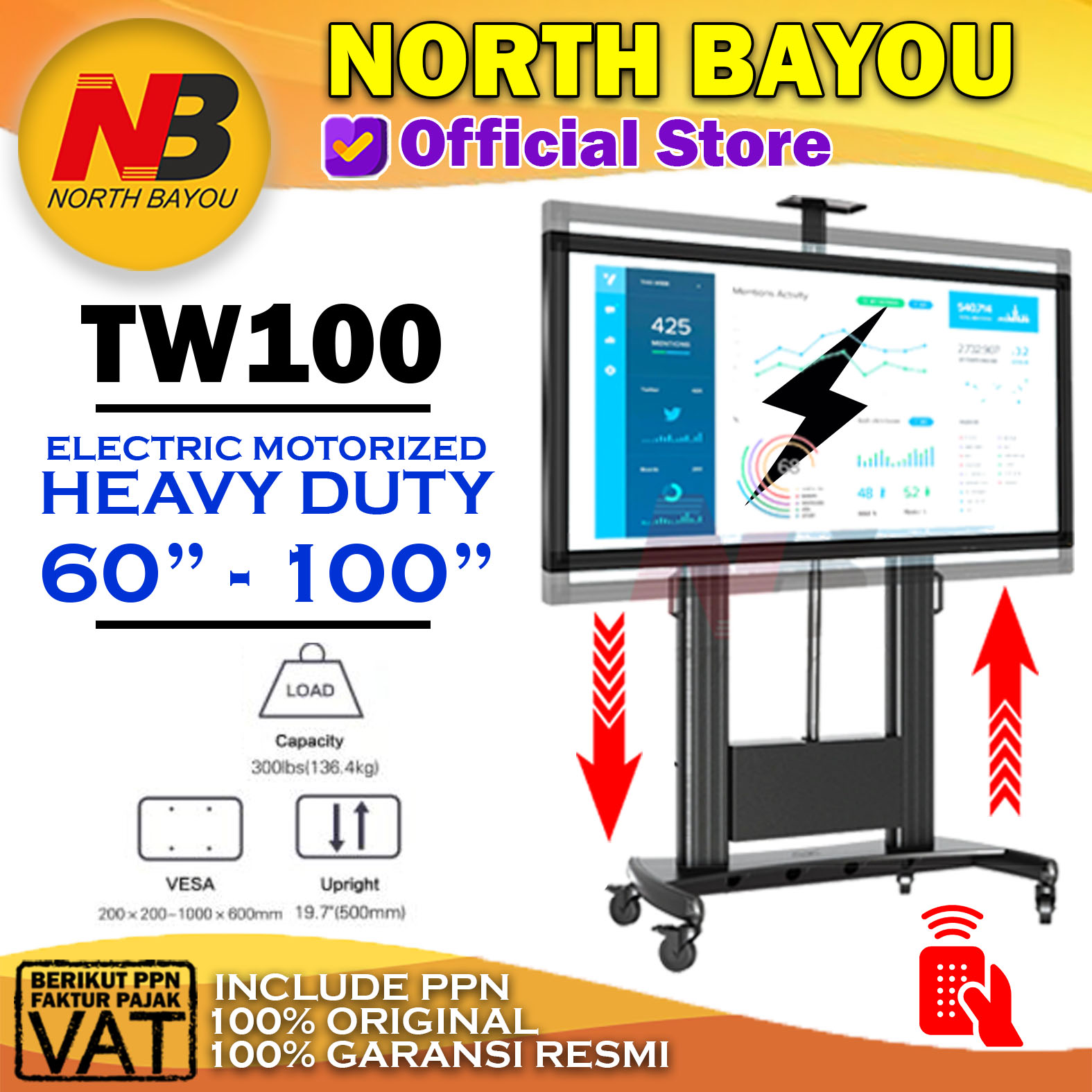 NB TW100 60-100 ELECTRIC Motorized Height Adjustable NB TW 100 heavy ...