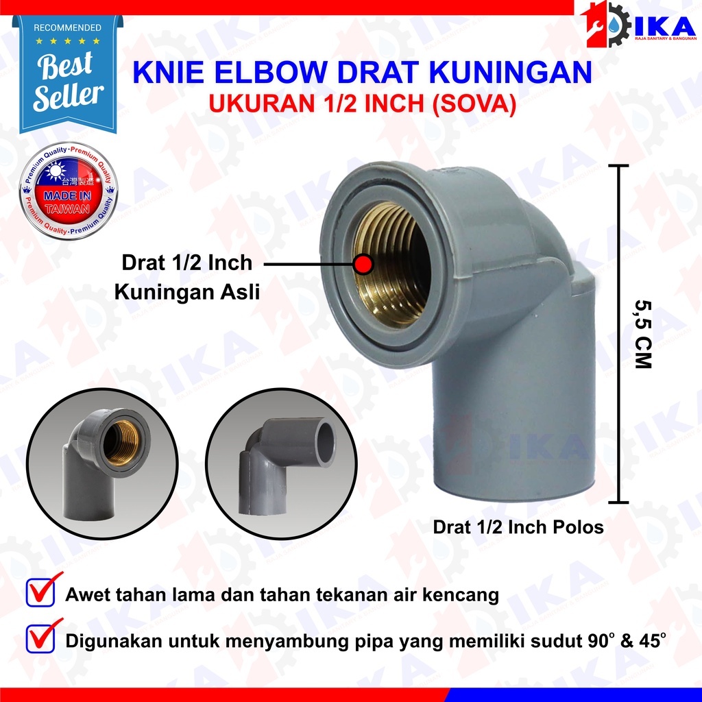 Sambungan Pipa Drat SOVA ORIGINAL 100% Made in Taiwan Kualitas Premium High Quality Dalam ...