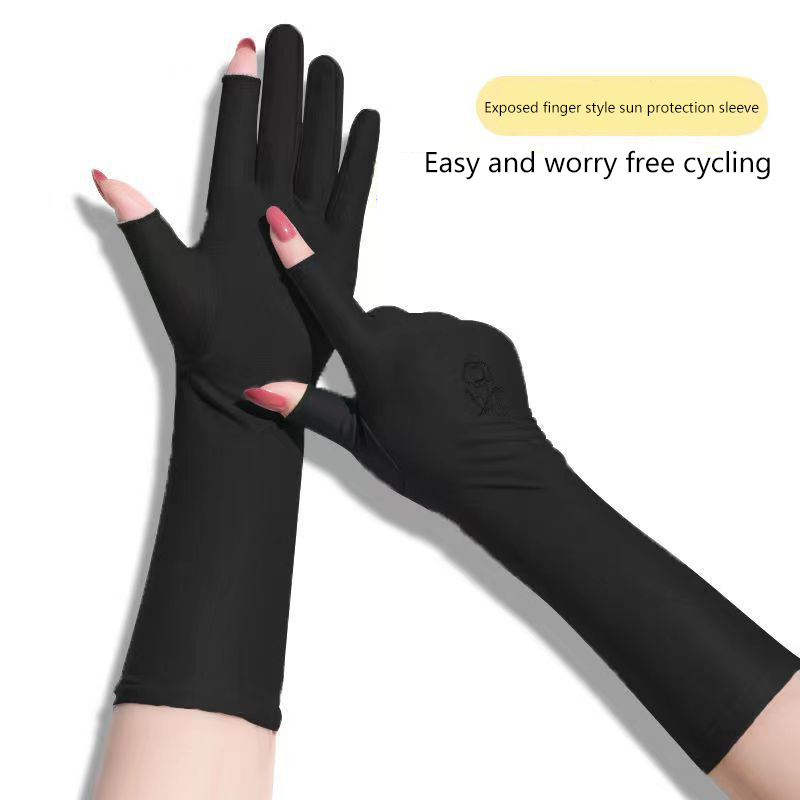 Women Girls Mid-long Sunscreen Gloves Summer Spring Thin Elastic Anti ...