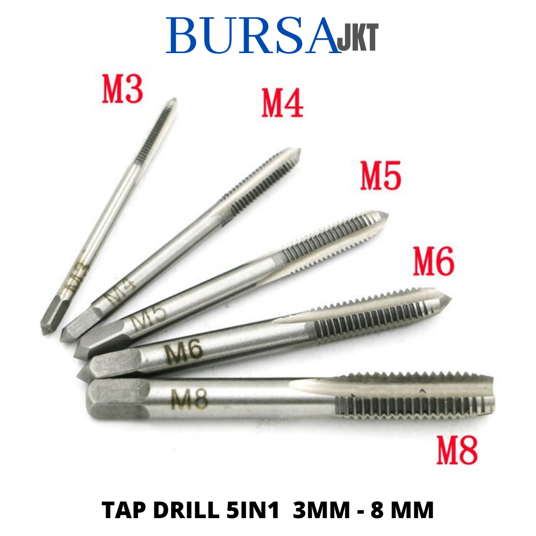 TAP SET SNEI M3 - M8 5 PC HAND TAP PERBAIKAN DRAT MUR BAUT SLEK MATA ...