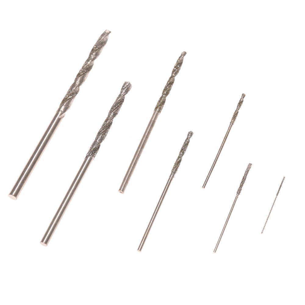 7pcs High Hardness Diamond Coated Twist Drill Bit Set Needle Drills ...