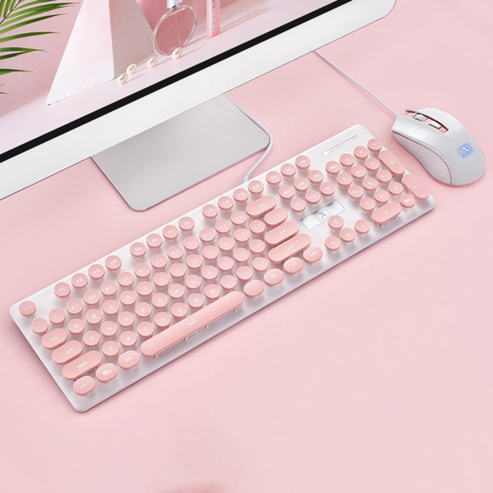 【New Trend】Portable Retro Wired Gaming Computer Keyboard Mouse Kit with ...