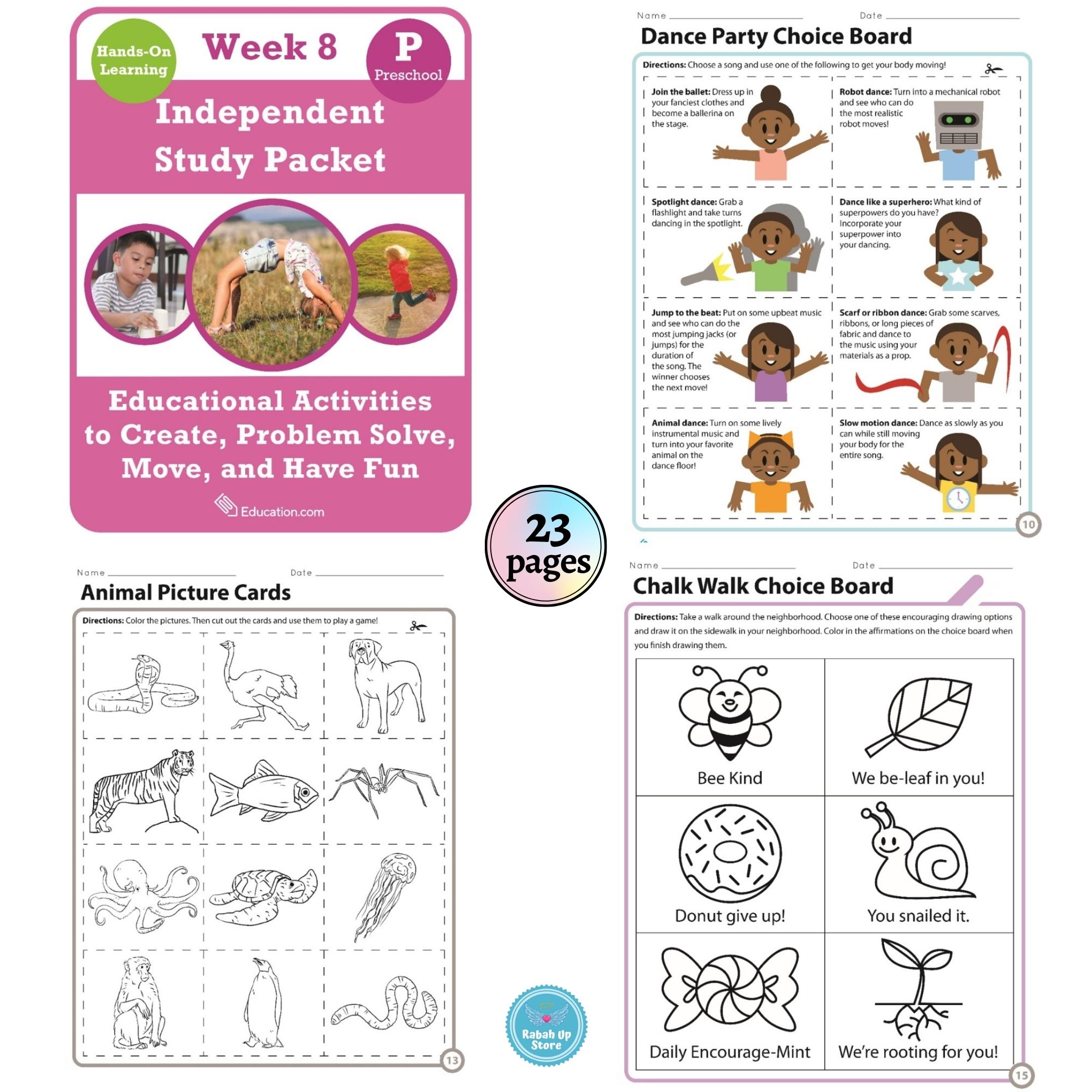 PRESCHOOL (Independent Study Pack) Activity Worksheet/Workbook Home ...