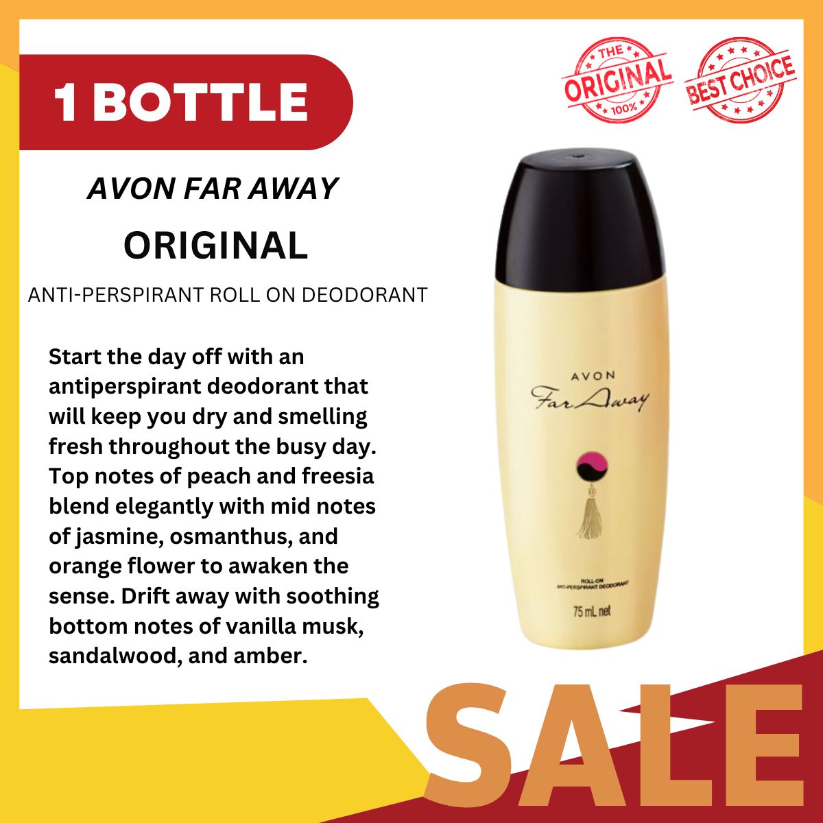 Avon Far Away Roll On Anti Perspirant Deodorant 75ml (1 Bottle) | Lazada PH