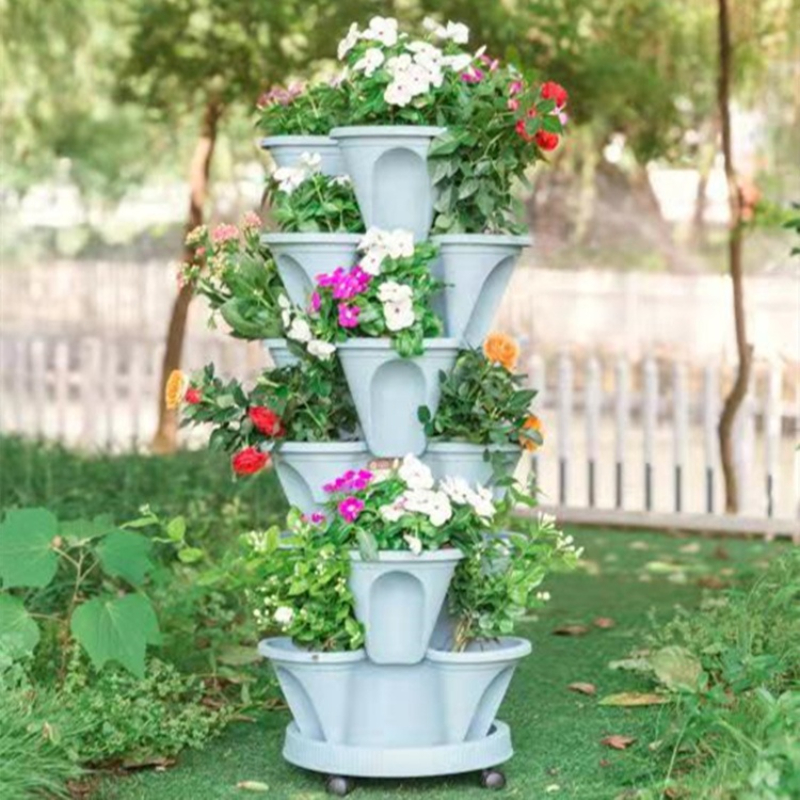 Flower Self Watering Stacking Planting Pot Single Layer Tower Plastic ...