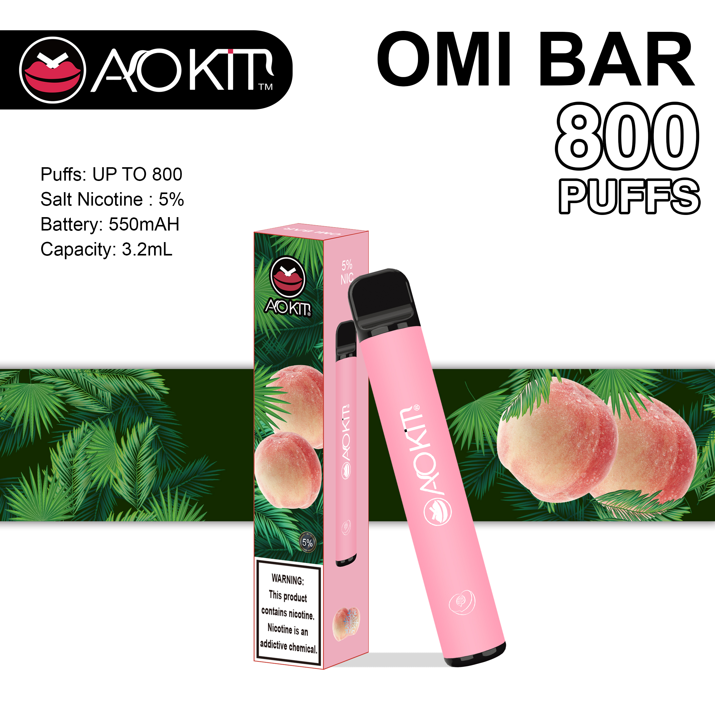 AOKIT OMI Bar 800 puffs 5% nic Disposable Pod Device vape pod High ...