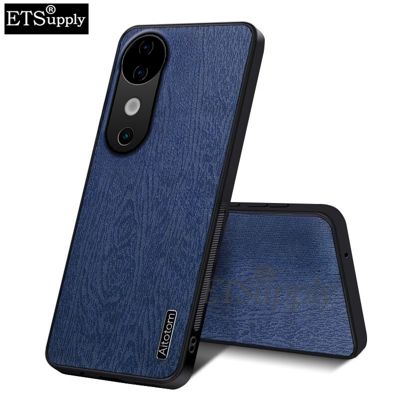 Phone case Vivo V40 Pro Wood Texture Canvas Hrad Shockproof Back Cover ...