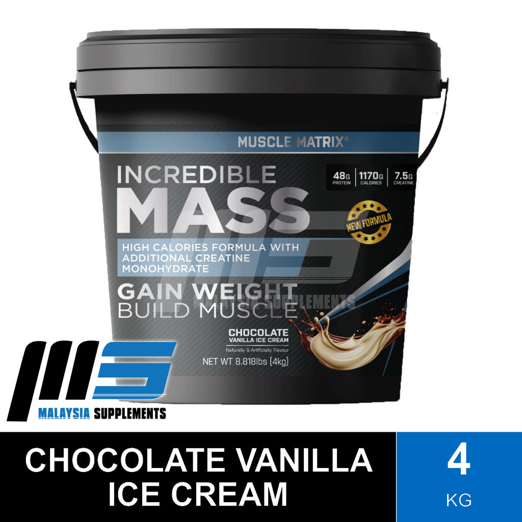 Muscle Matrix Incredible Mass (4kg) - Mass Gainer, Sizing, Bulking, Mass Protein, Build Muscle ...