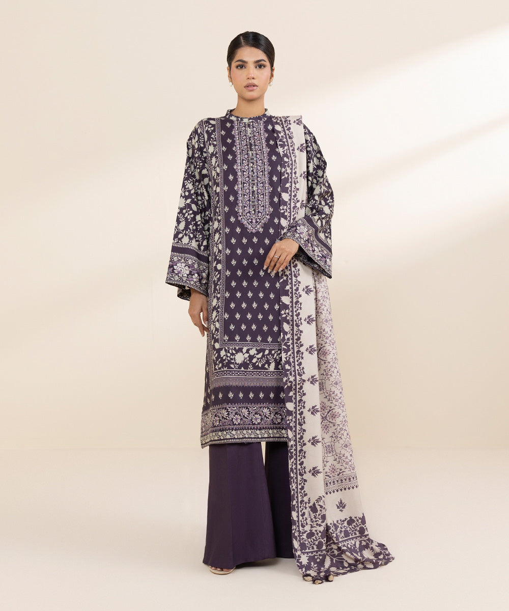 Sapphire 2 Piece - Embroidered Linen Unstitched Suit For Women ...