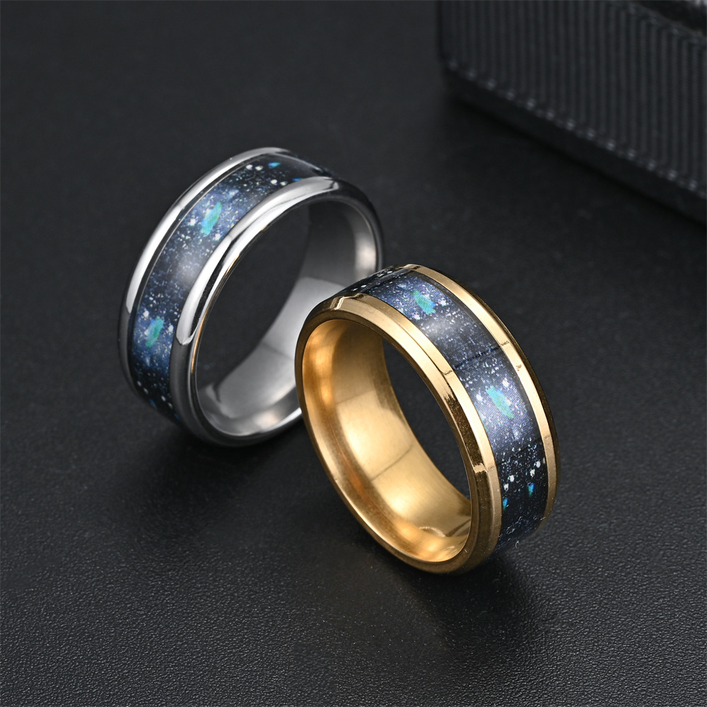 Fashion Star Opal Personality Stainless Steel Ring Men's and Women's ...