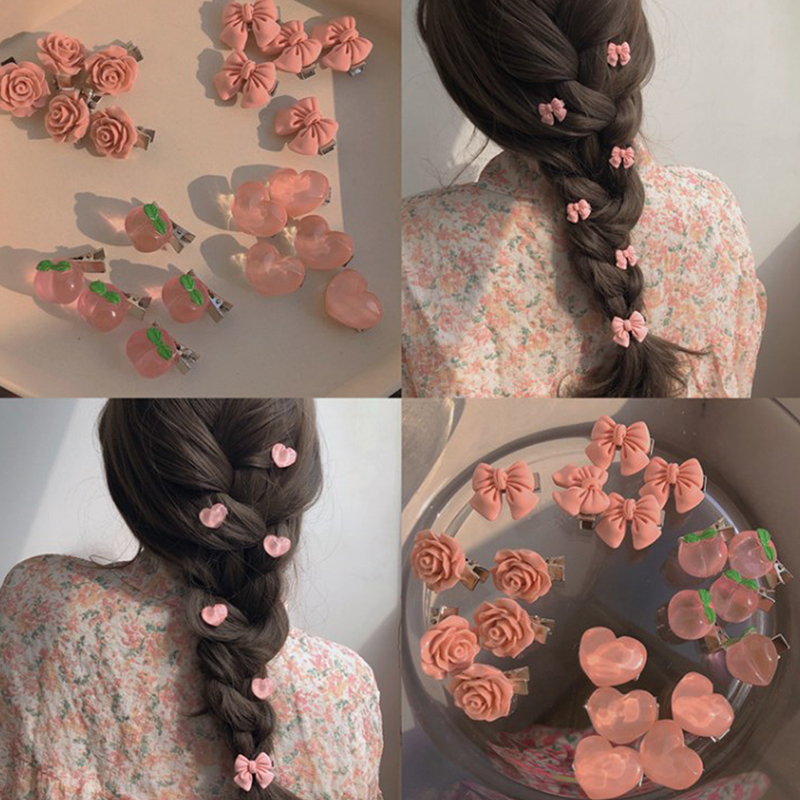 1Pc Cute Butterfly Rose Peach Hairpin Hair Clip for Girl Women Gifts ...