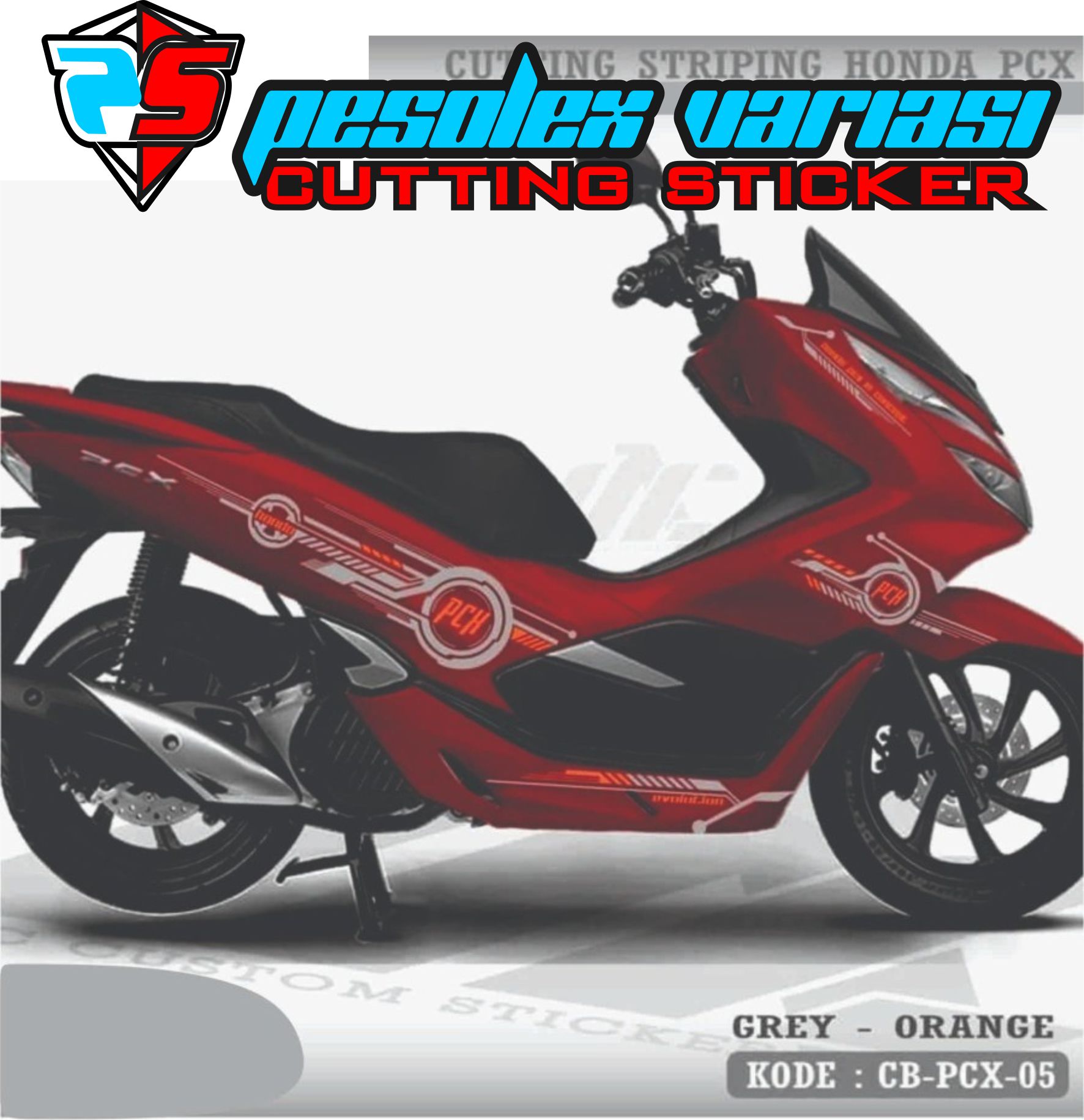 CB-PCX-05 PCX MERAH -CUTTING STICKER PCX - STRIPING CUTTING PCX MERAH ...