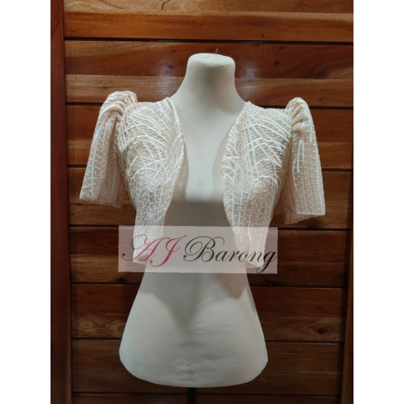 Elegant Modern Filipiniana Bolero full lace beige | Lazada PH