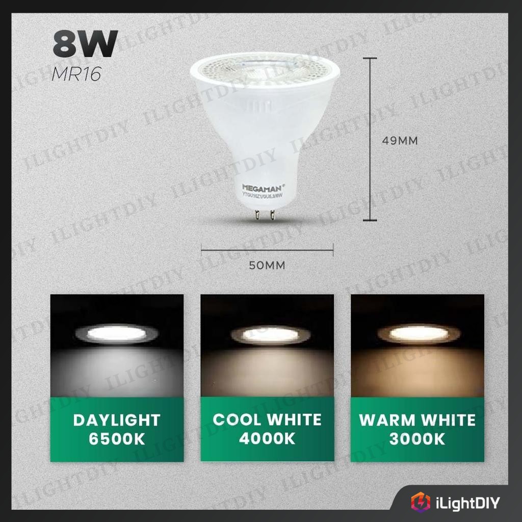 MEGAMAN 6W/8W 240V MR16(GU5.3)/GU10 DIMMABLE/NON DIMMABLE LED BULB | Lazada