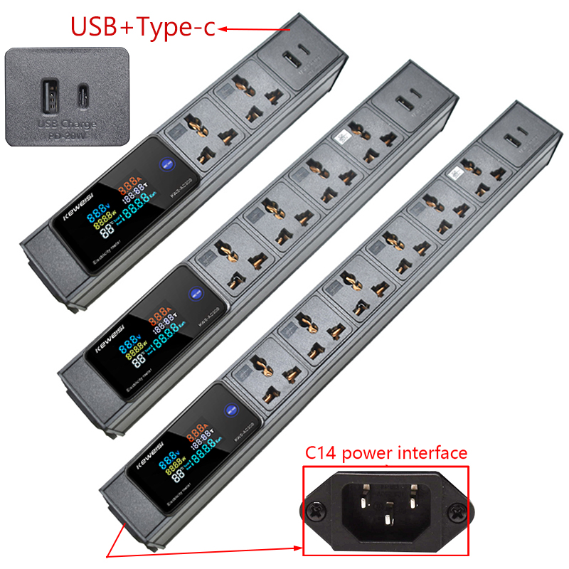 Power Strip with usb type-c 2-14 Ways Universal Plug Socket Adapter ...