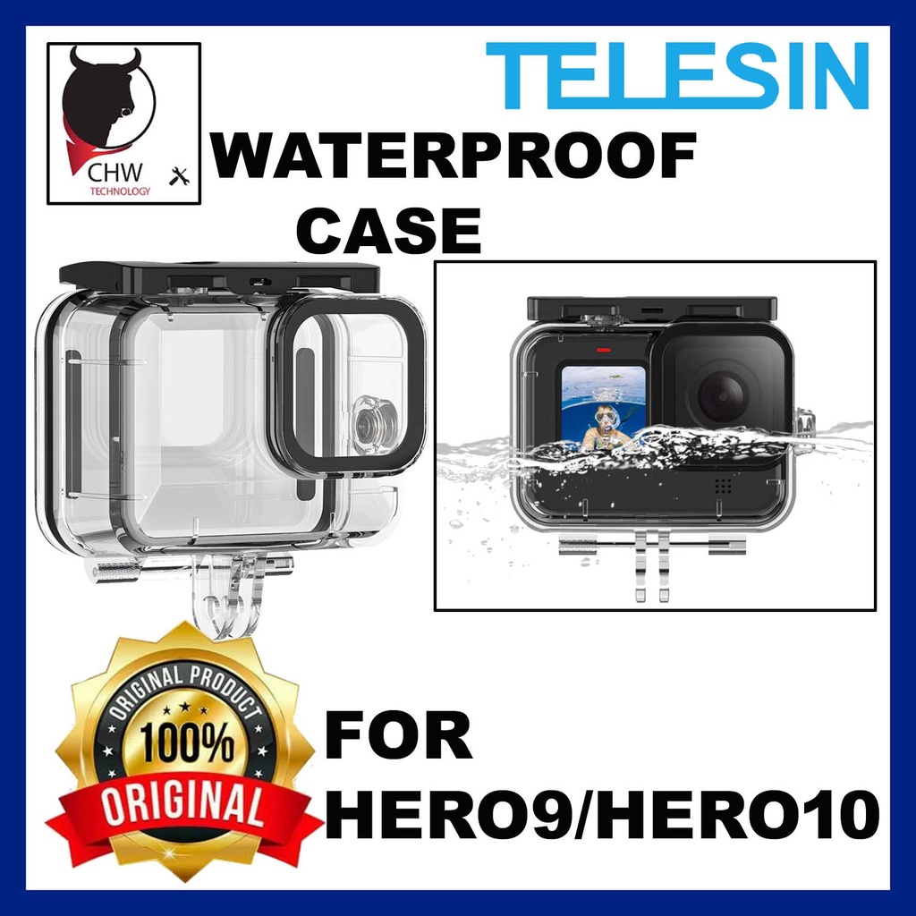 GOPRO HERO10 HERO9 UNDERWATER HOUSING WATERPROOF CASE DIVING TELESIN ...